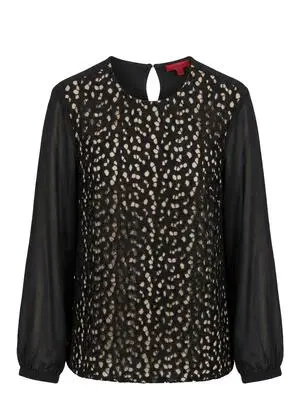 Max Mara Long-sleeved Blouse With Lace Detailing - Black