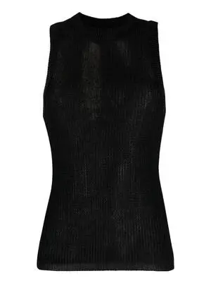 LOW CLASSIC LOW CLASSIC High Neck Open-Knit Tank Top No