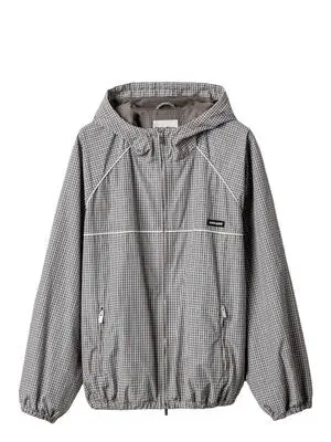 Miu Miu Checked Drawstring Hooded Jacket - Dark Green/white