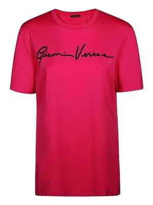 Versace Logo Embroidered T-shirt - Red