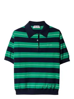 MIU MIU Miu Miu Short-Sleeved Striped Polo Shirt