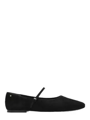Tory Burch Suede Ballet Flats With Adjustable Ankle Strap - Black