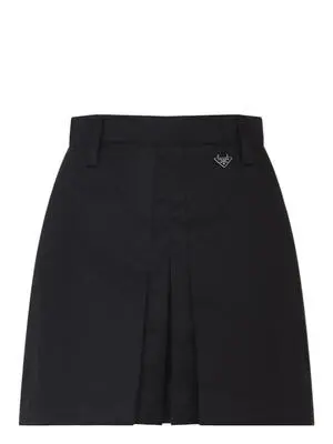 Prada Pleated Mini Skirt With Triangle Logo - Black