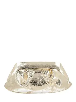 THEMOIRE THEMOIRÈ Gea Metallic Ruched Clutch Bag Nude