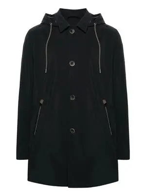 Herno Button-up Hooded Jacket - Black
