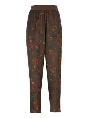 UMA WANG Printed Elastic Belt Casual Pants - Brown