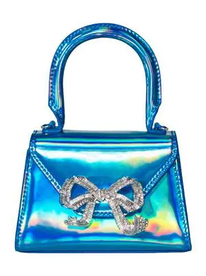 SELF-PORTRAIT Metal Bow Shoulder Bag - Blue