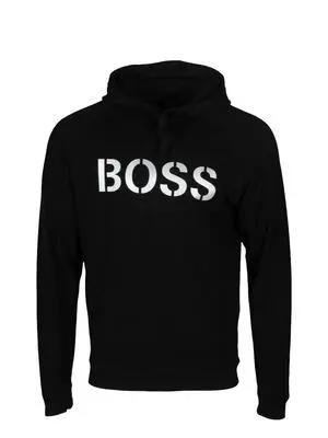 Hugo Boss Logo Print Drawstring Hoodie - Black