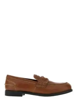 Miu Miu Embossed Loafers - Caramel Color