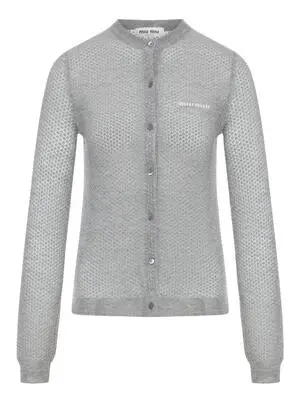 Miu Miu Crewneck Button-up Cardigan - Grey