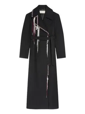 Dries Van Noten Whipstitch-embellished Belted Coat - Black