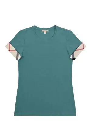 Burberry Short Sleeve T-shirt With Classic Check Detail - Blue