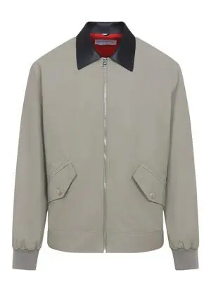 Givenchy Harrington Jacket In Cotton With Leather Details - Beige