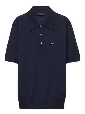 Prada Short-sleeved Knitted Polo Shirt - Blue