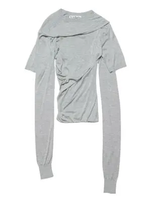 Acne Studios Asymmetrical T-shirt With Layered Design - Gray