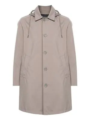 Herno Single-breasted Hooded Coat - Nude