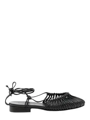 Hereu Braided Ankle Strap Sandals - Black