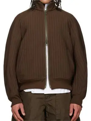 Sacai Pinstripe Zip-up Bomber Jacket - Brown