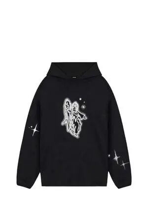 We11Done Graphic Print Hooded Sweater - Black