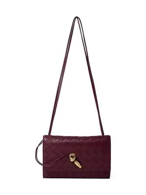 Bottega Veneta Andiamo Woven Shoulder Bag - Red
