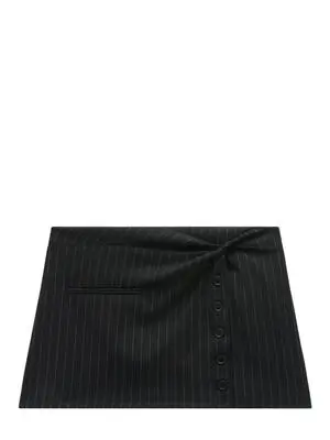 COURREGES Twist-detail Pinstripe Mini Skirt - Black