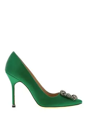 MANOLO BLAHNIK Manolo Blahnik Hangisi Pointed-Toe Pumps With Swarovski Embellishments