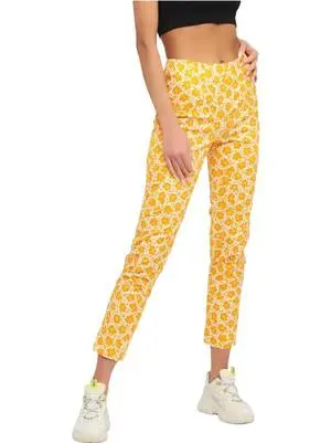Moschino Floral Print Slim Fit Casual Pants - Nude