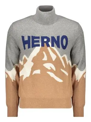 Herno Mountain Intarsia Turtleneck Knitted Sweater - Nude