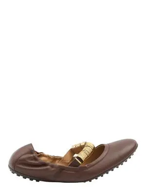 TOD'S Embellished Ballerina Flats - Brown