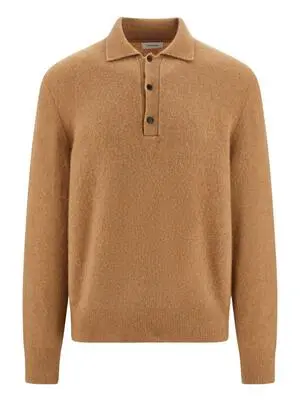 FERRAGAMO Knitted Polo Shirt - Camel