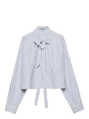 Prada Prada Striped Cropped Shirt With Scarf Collar Star Blue