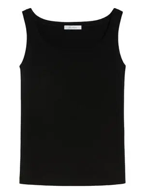 Max Mara Logo Detailed Ribbed Tank Top - Black