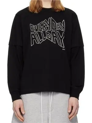 Sacai Printed Long-sleeved T-shirt - Black