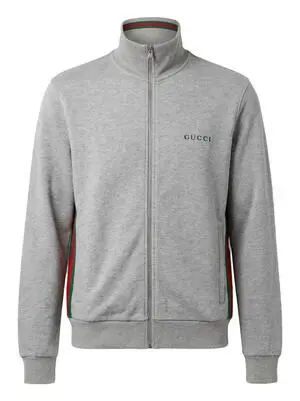 Gucci Logo Embroidered Zip-up Track Jacket - Grey