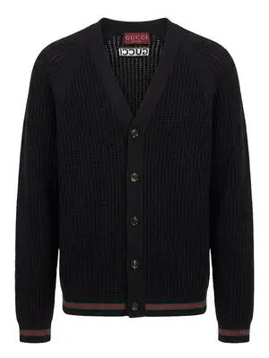 Gucci Logo Embroidered Button-up Cardigan - Black