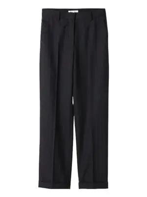Miu Miu Straight Leg Pinstripe Trousers - Black