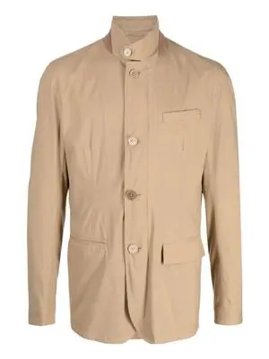 Herno Herno Stand Collar Buttoned Jacket Nude
