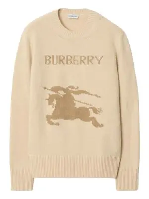 Burberry Burberry Logo Intarsia-Knit Crewneck Jumper Nutmeg