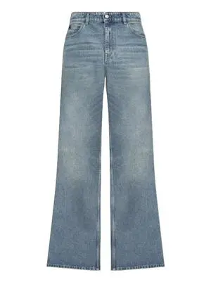 COURREGES Courrèges Medium Wash Wide Leg Jeans - Gray