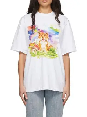 MSGM Round Neck Printed T-shirt - White