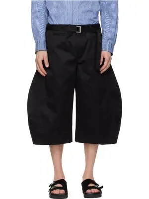 Sacai Belt Loop Twill Shorts - Black