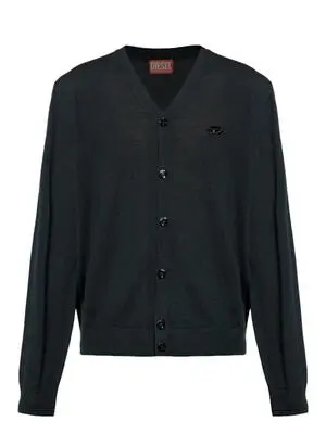 DIESEL® V-neck Embroidered Cardigan - Black