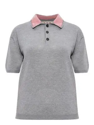 Marni Decorative Collar Polo Shirt - Grey