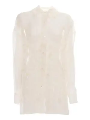 P.a.r.o.s.h Sheer Floral Embellished Shirt - No