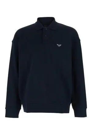 Emporio Armani Logo Embroidery Polo Shirt - Blue