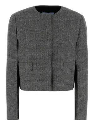Prada Single-breasted Princes Of Wales Jacket - Slate Grey