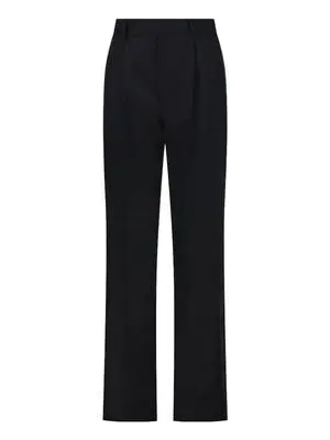 Victoria Beckham Pleated Straight Trousers - Black