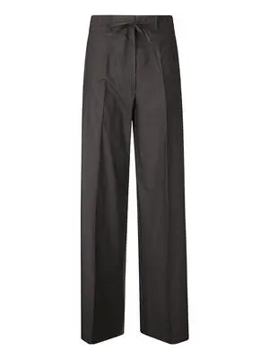 P.a.r.o.s.h Wide Leg Trousers With Drawstring Waist - Black