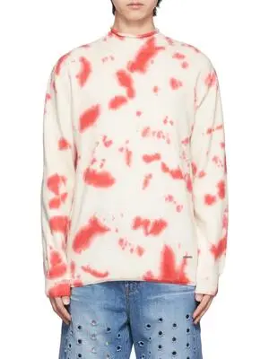 We11Done Tie-dye Ribbed High Collar Sweater - White