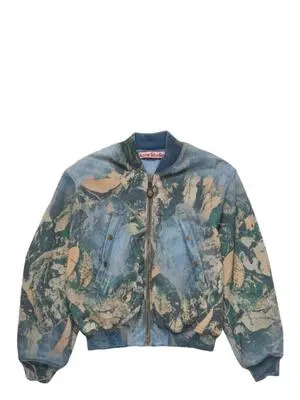 Acne Studios Printed Denim Bomber Jacket - Gray